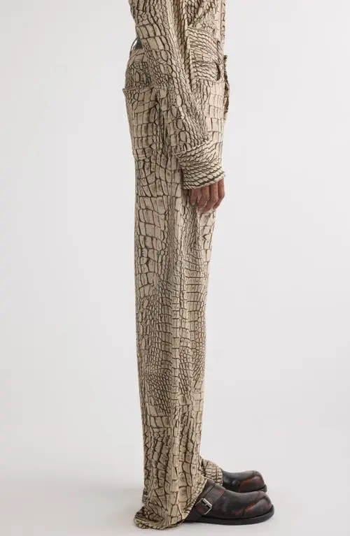 Acne Studios Persey Croc Print Jersey Pants In Multi Grey - 73